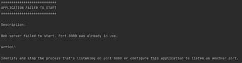 web server failed to start port 8080 was already in use 해결방법