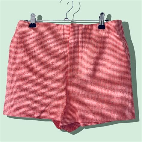 Zara Shorts Zara Red White High Waist Gingham Shorts Poshmark