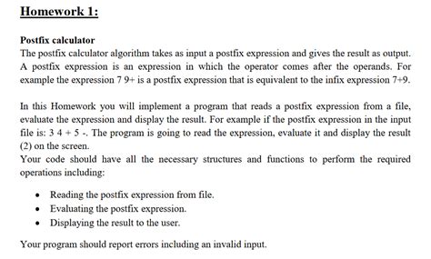 postfix calculator algorithm