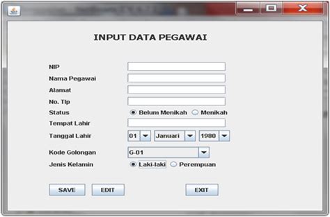 membuat aplikasi gaji pegawai dengan java netbeans