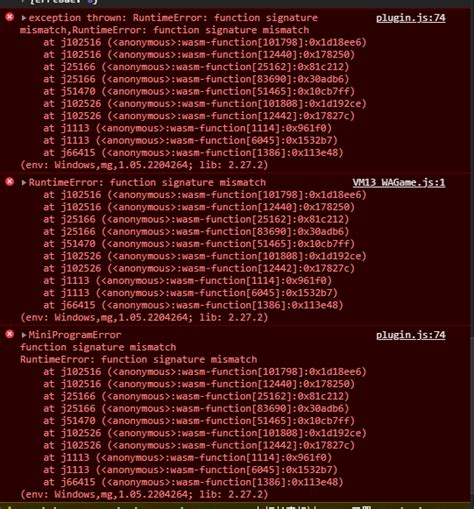 exception thrown runtimeerror function signature mismatch