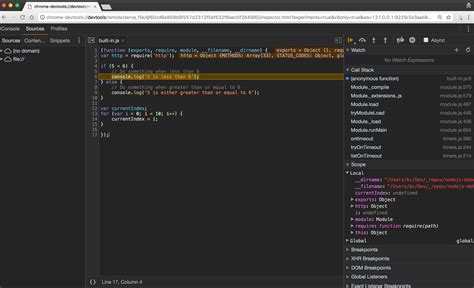 debugging in node js