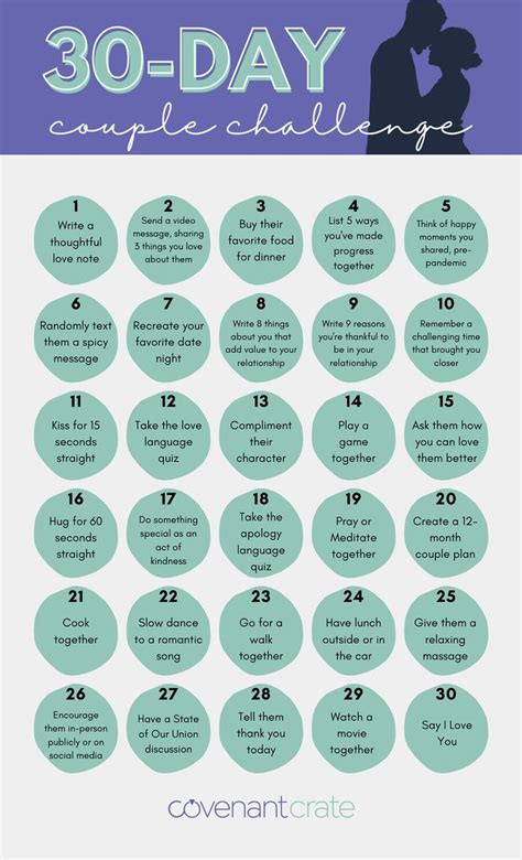 30 Day Couples Challenge Calendar Creative Date Night Ideas Romantic