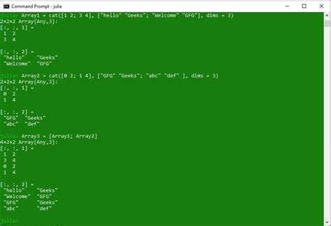 arrays in julia geeksforgeeks