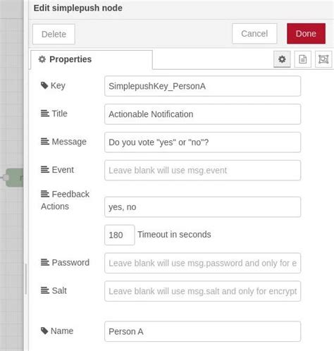 actionable notifications in home assistant with node red · simplepush