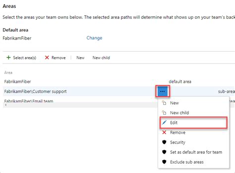define area paths and assign to a team azure boards