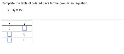 solved complete the table of ordered pairs for the given