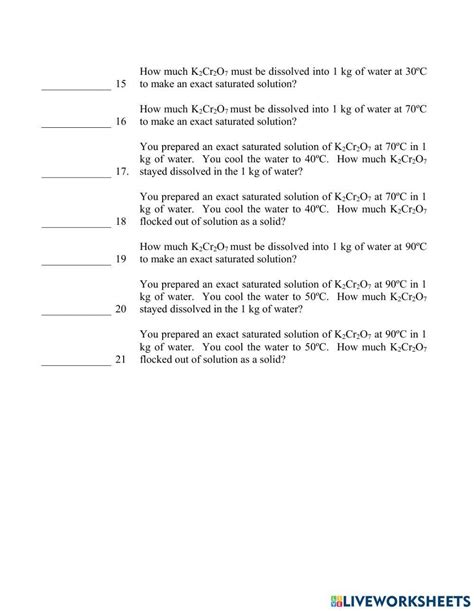 Solubility Curves Worksheet Live Worksheets
