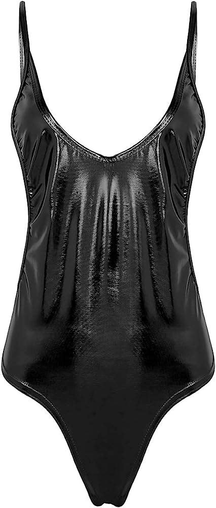 Iiniim Womens Shiny Metallic One Piece Swimsuits High Cut Bikini Thongs