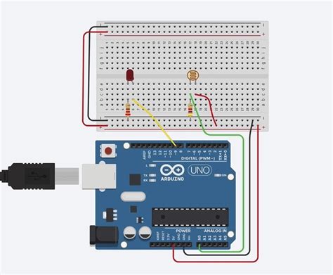 light sensor photoresistor with arduino in tinkercad arduino light