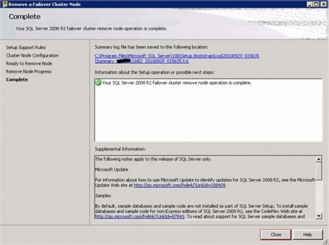 uninstalling a sql server clustered instance