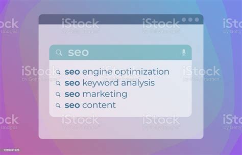seo autocomplete search web suggestions modern vector concept website