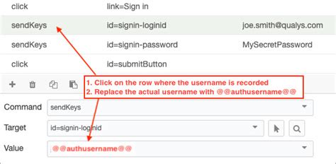 parameterize username and password parameters in selenium script