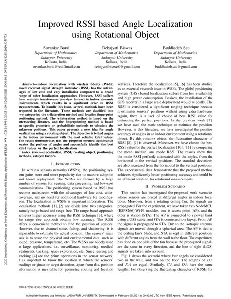 pdf improved rssi based angle localization using rotational object