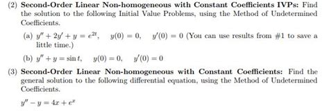 solved 2 second order linear non homogeneous with constant