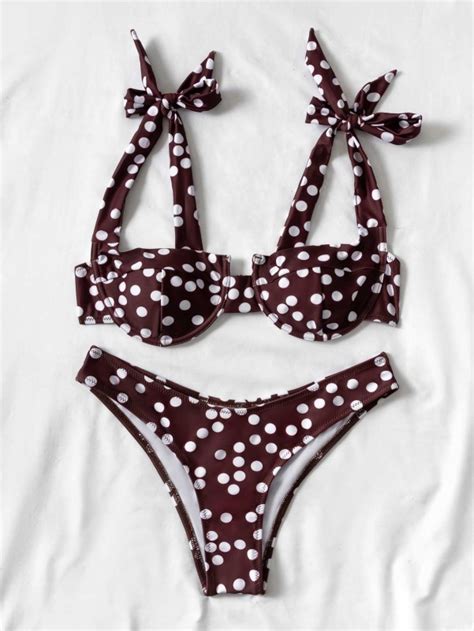 Polka Dot Underwire Bikini Swimsuit
