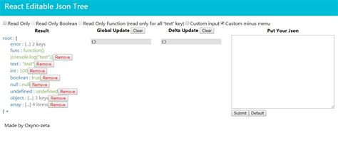 react editable json tree