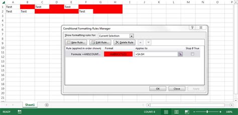 microsoft excel conditional formatting on blank cells in
