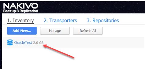 oracle database backup with nakivo backup and replication