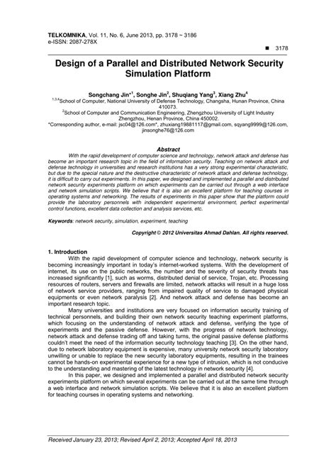 pdf design of a parallel and distributed network security simulation