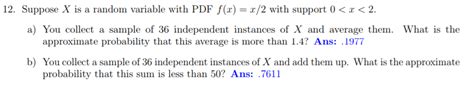 solved 12 suppose x is a random variable with pdf f x 2