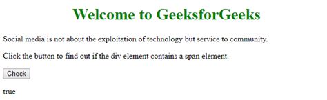 html dom contains method geeksforgeeks