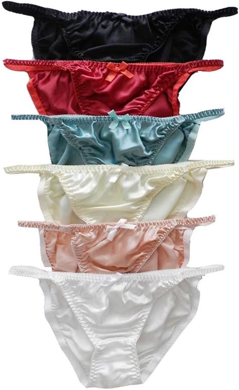 Yavorrs 6pcs Sexy Womens 100 Silk String Bikini Panties S M L Xl Xxl