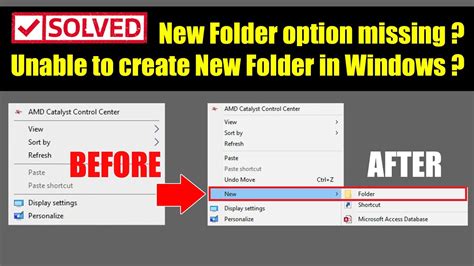new folder option missing in right click unable to create new folder