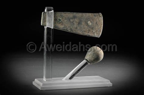 Canaanite Early Bronze Age Flat Axe Head And Mace Head 3500 B C For