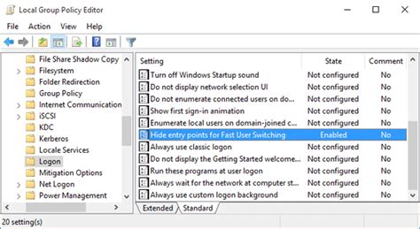 enable disable fast user switching in windows 10 8 7