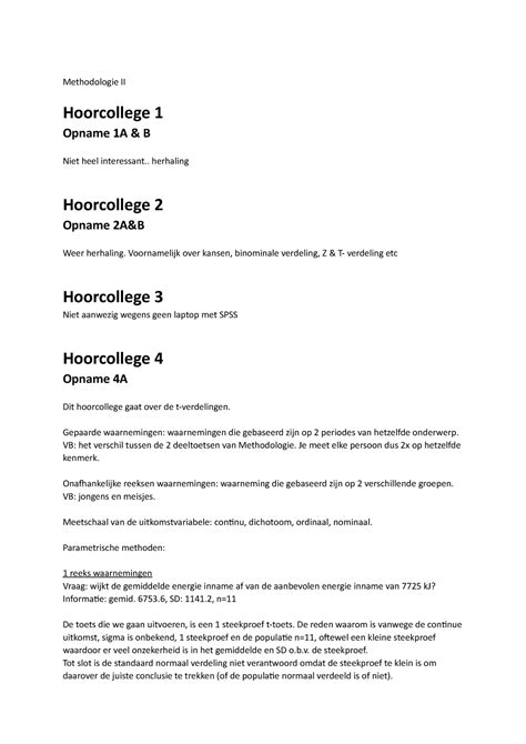 Hoorcolleges Methodologie Ii Methodologie Ii Hoorcollege 1 Opname 1a