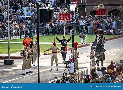 Personnel Of India And Pakistan Showing Strengths In Beating Retreat
