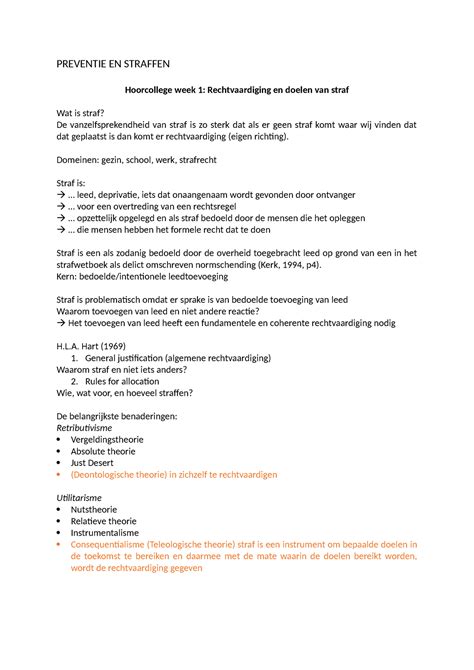 Preventie En Straffen Colleges Preventie En Straffen Hoorcollege Week