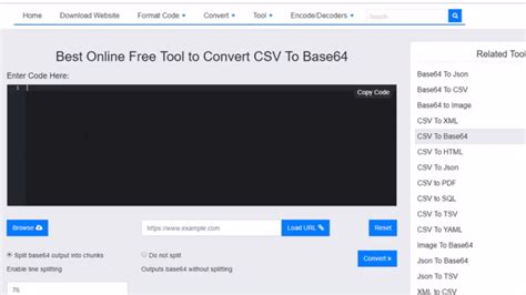 convert csv data to base64 bfo tool