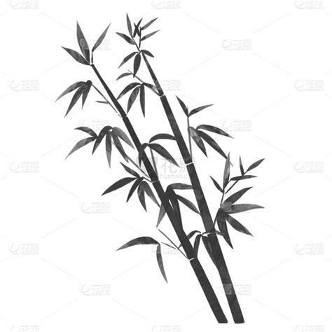 中国风 水墨竹叶植物元素贴纸10