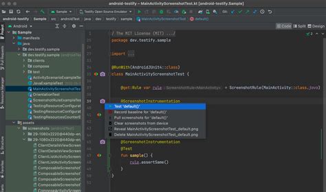 android testify screenshot instrumentation tests intellij ides