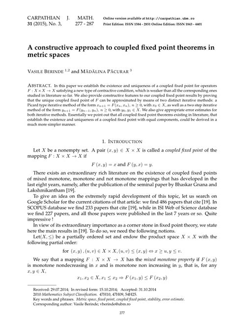 pdf a constructive approach to coupled fixed point theorems in metric