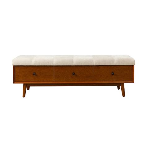 Cherry Upholstered Flip Top Storage Bench Hulala Home