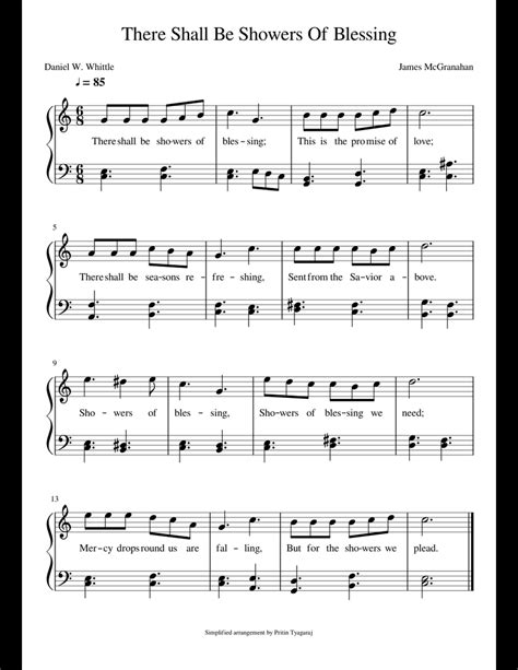 There Shall Be Showers Of Blessing Simplified For Beginners Sheet