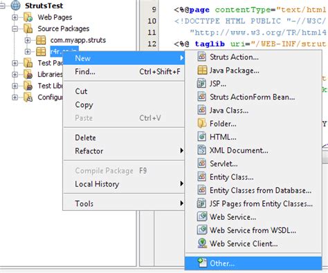 creating a simple web application with netbeans ide in struts