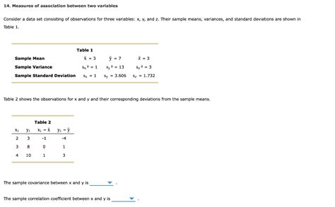 Solved 14 Measures Of Association Between Two Variables