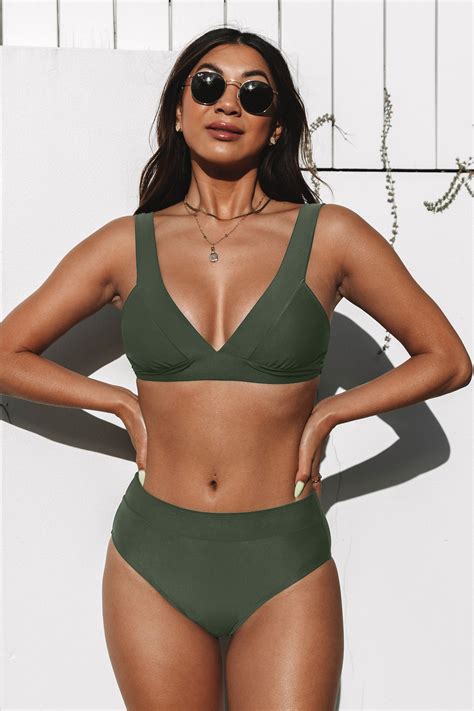 Banded Bralette And Wide Band High Waist Bikini Set Cupshe Au