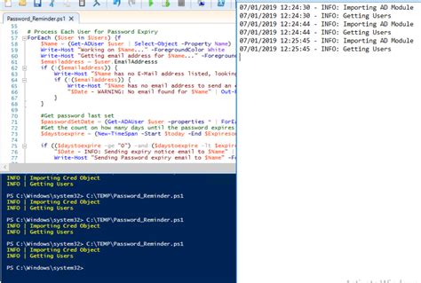 powershell send email to ad users when their password is