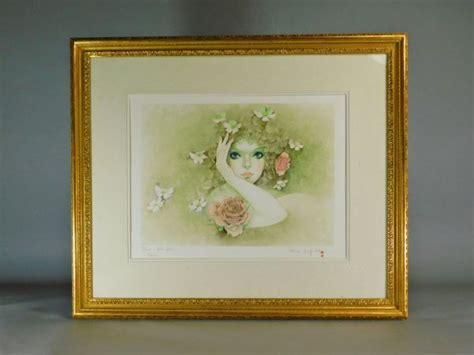 藤田ミラノ Mira Fujita 少女 美人画 人物画 リトグラフ 抒情画 額装 女学生の友 ジュニア文芸 W221000 石版画