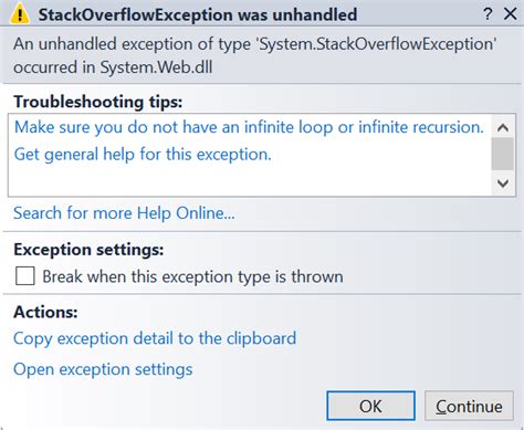 c system stackoverflowexception stack overflow
