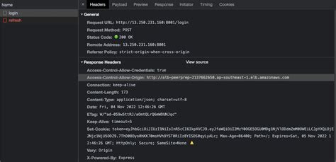 node js cookie is received from an aws fargate server behind a load