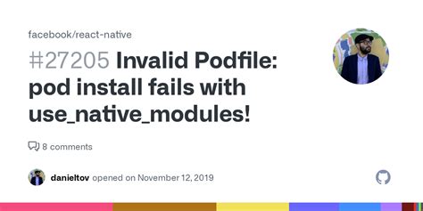 invalid podfile pod install fails with use native modules · issue