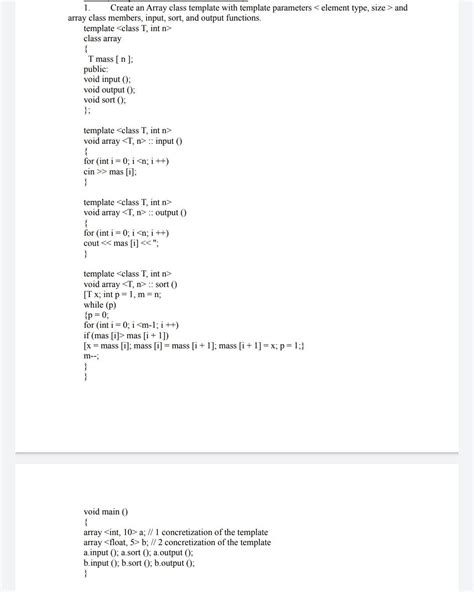 solved 1 create an array class template with template
