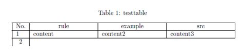 cross referencing table remove automatic row number for label tex