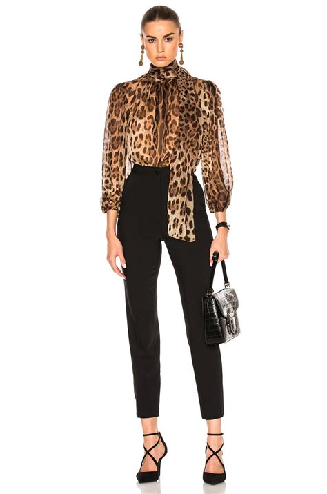 Dolce And Gabbana Chiffon Leopard Print Blouse In Natural Fwrd